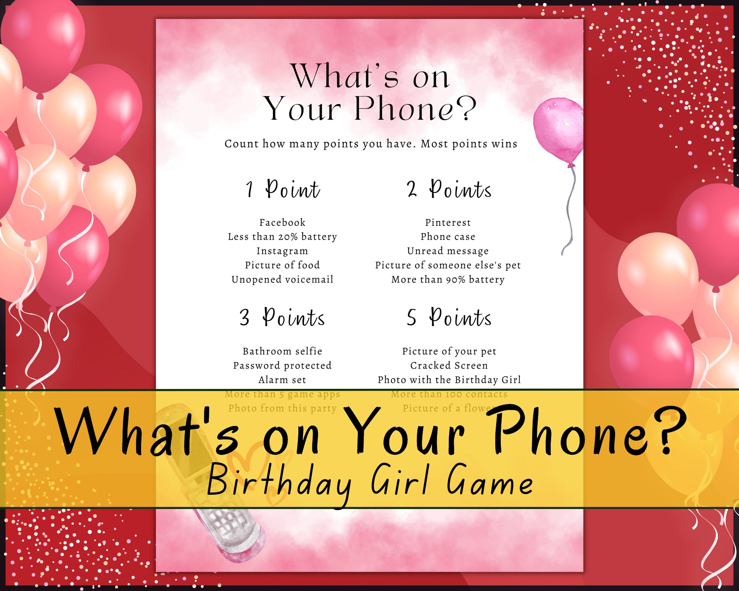 What's on Your Phone Birthday Girl Game - Etsy