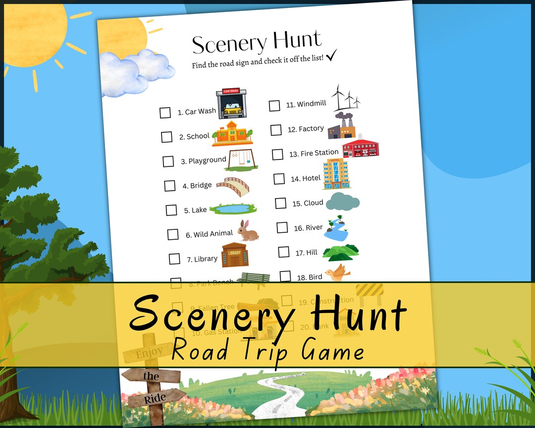 Road Trip Scavenger Hunt Travel Game for Kids Vacation - Etsy