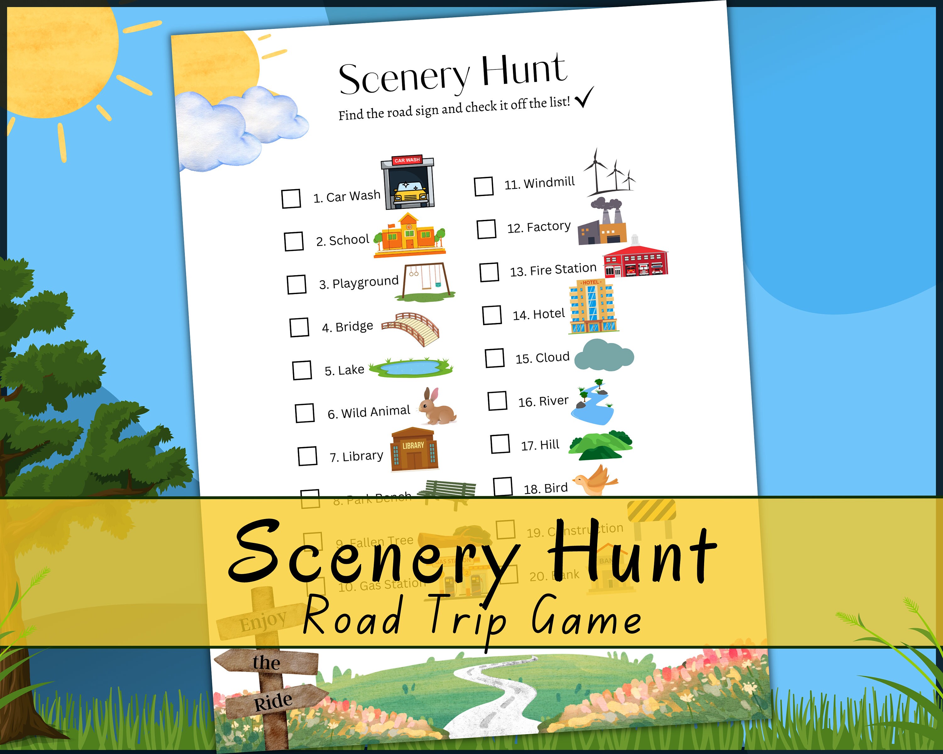 Road Trip Scavenger Hunt Travel Game for Kids Vacation - Etsy