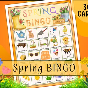 Spring Bingo Game Printable, 30 Spring Bingo Cards, Springtime ...