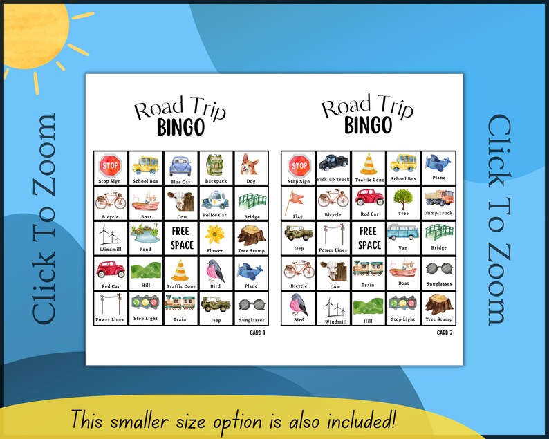 Road Trip Bingo Travel Activity ~ Printable Bingo Cards Car Games ...