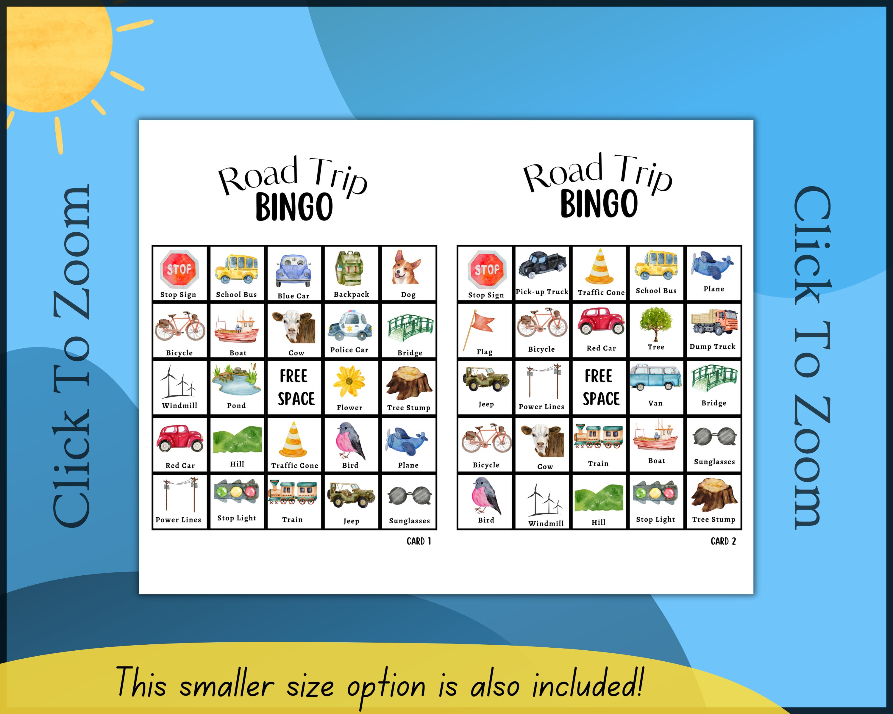 Road Trip Bingo Travel Activity ~ Printable Bingo Cards Car Games ...