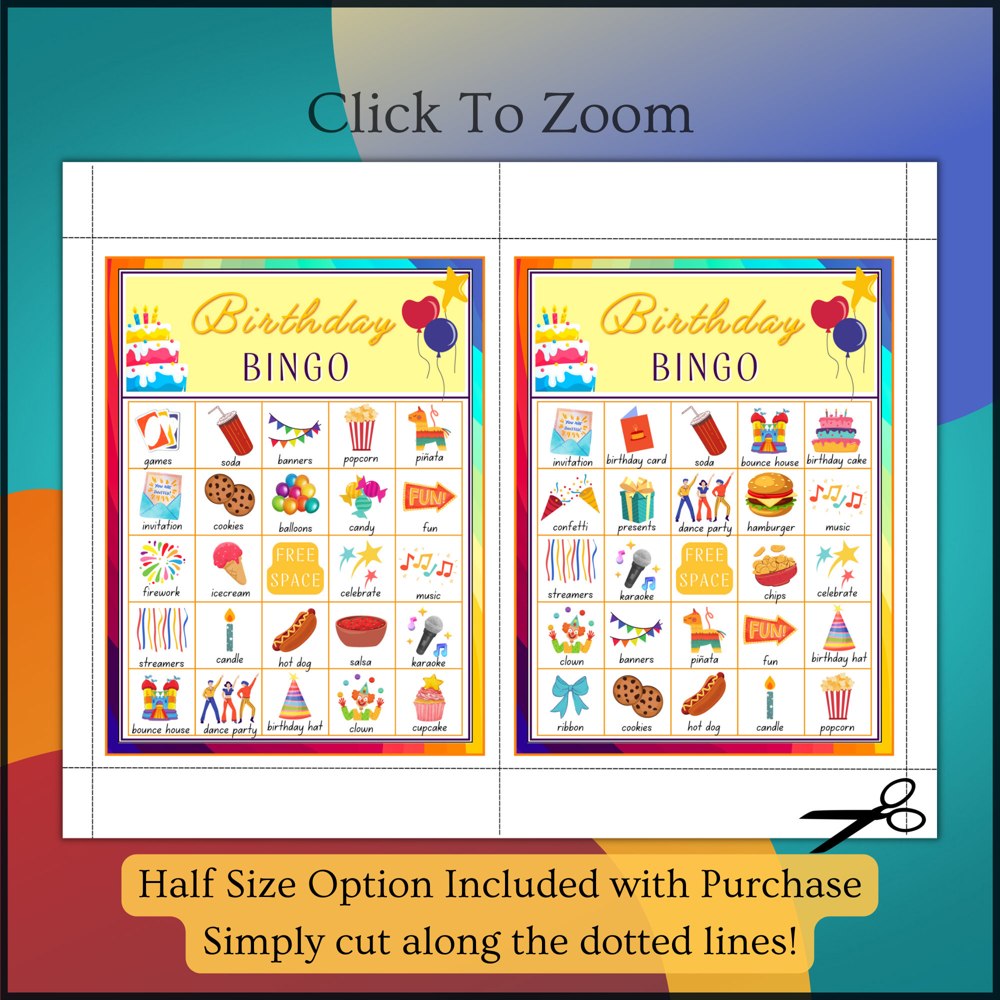 Printable Birthday Bingo for Birthday Party, Printable Bingo School ...