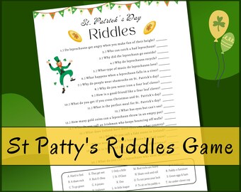 St Patrick's Day Riddle Game for Kids, Printable St Paddy's Day Party ...