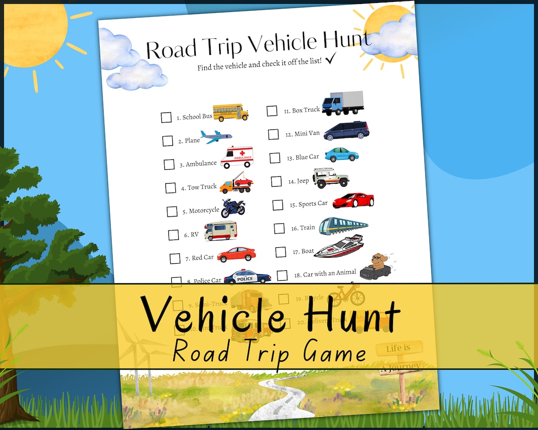 Spot the Car Road Trip Game, Road Trip Scavenger Hunt Printable for ...
