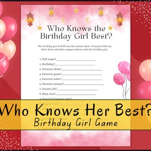 How Well Do You Know the Birthday Girl, Printable Birthday Game - Etsy
