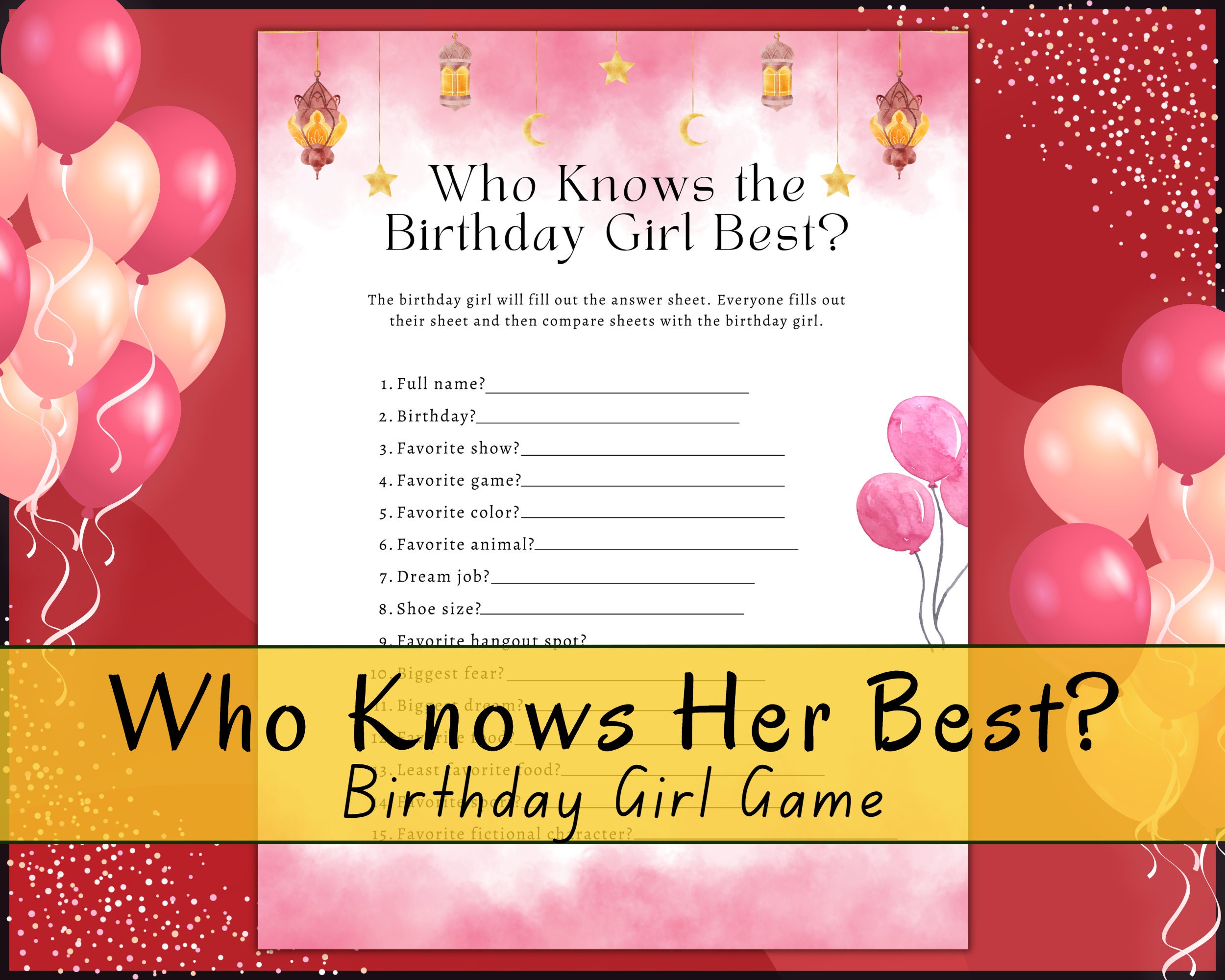 How Well Do You Know the Birthday Girl, Printable Birthday Game - Etsy