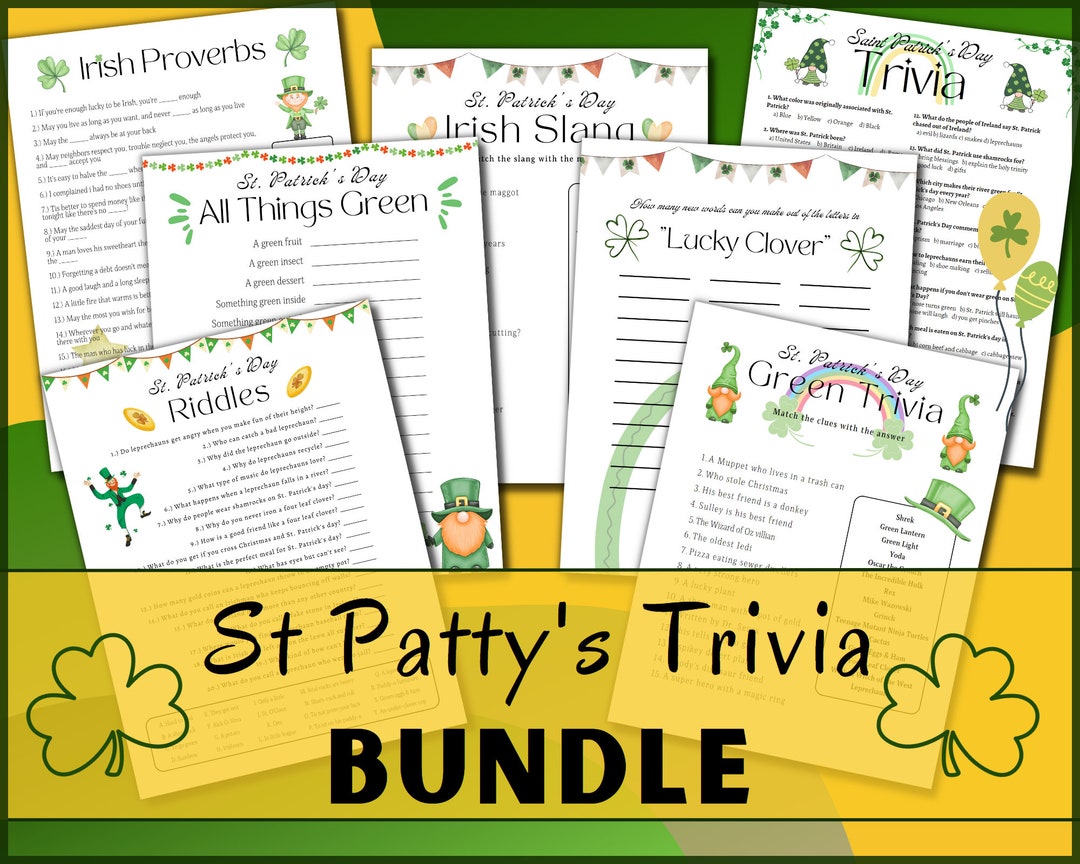 St Patricks Trivia Game Bundle for Kids, Classroom Activities, Church ...