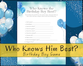 Who Knows the Birthday Boy Best Trivia Game, Boys Birthday Party Game ...