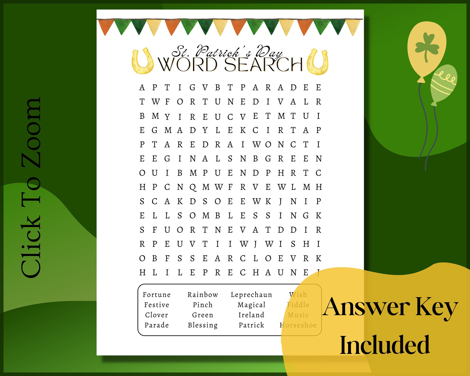 St Patricks Day Word Search Game, St Patricks Day Game, St Patricks Day ...