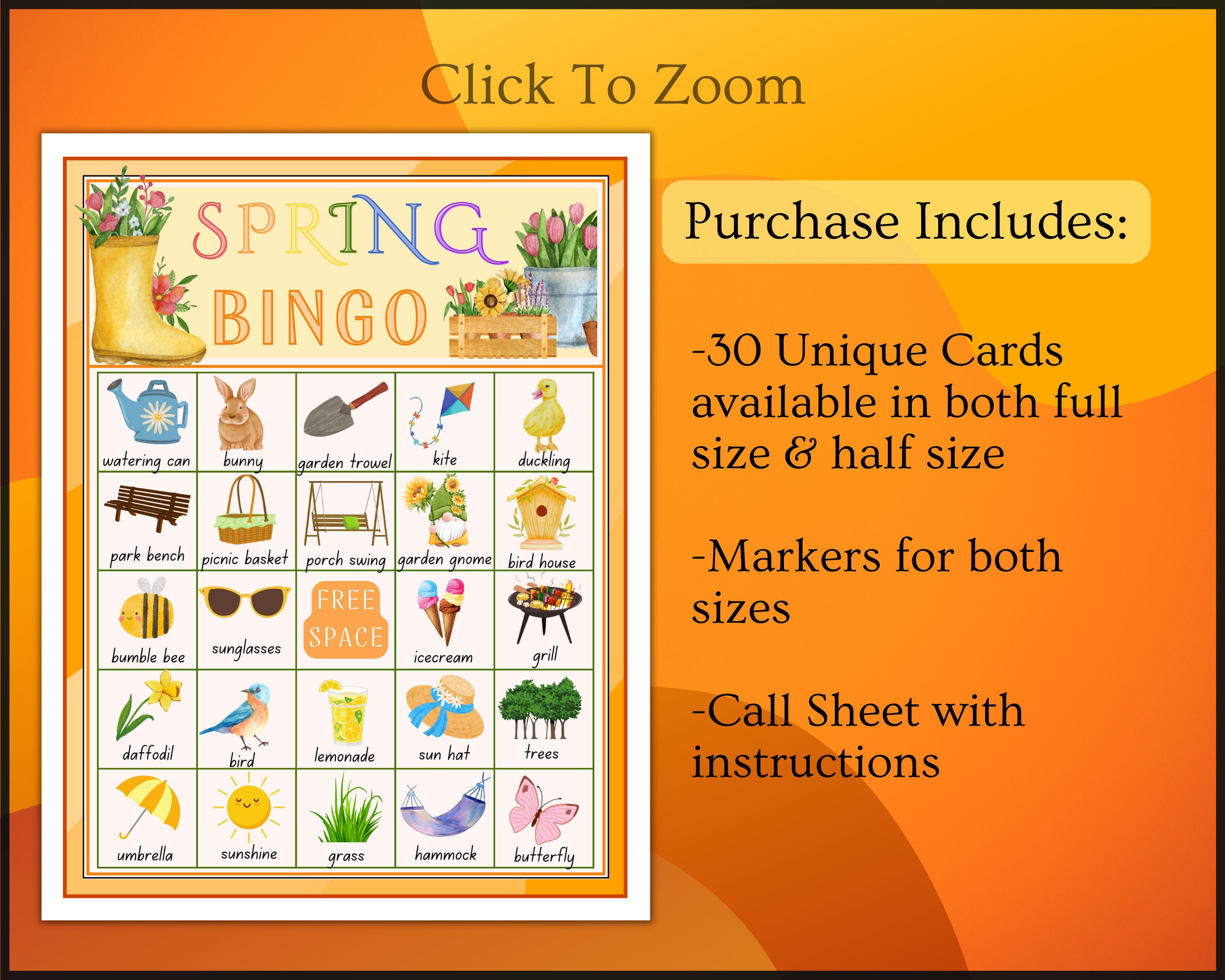 Spring Bingo Game Printable, 30 Spring Bingo Cards, Springtime ...