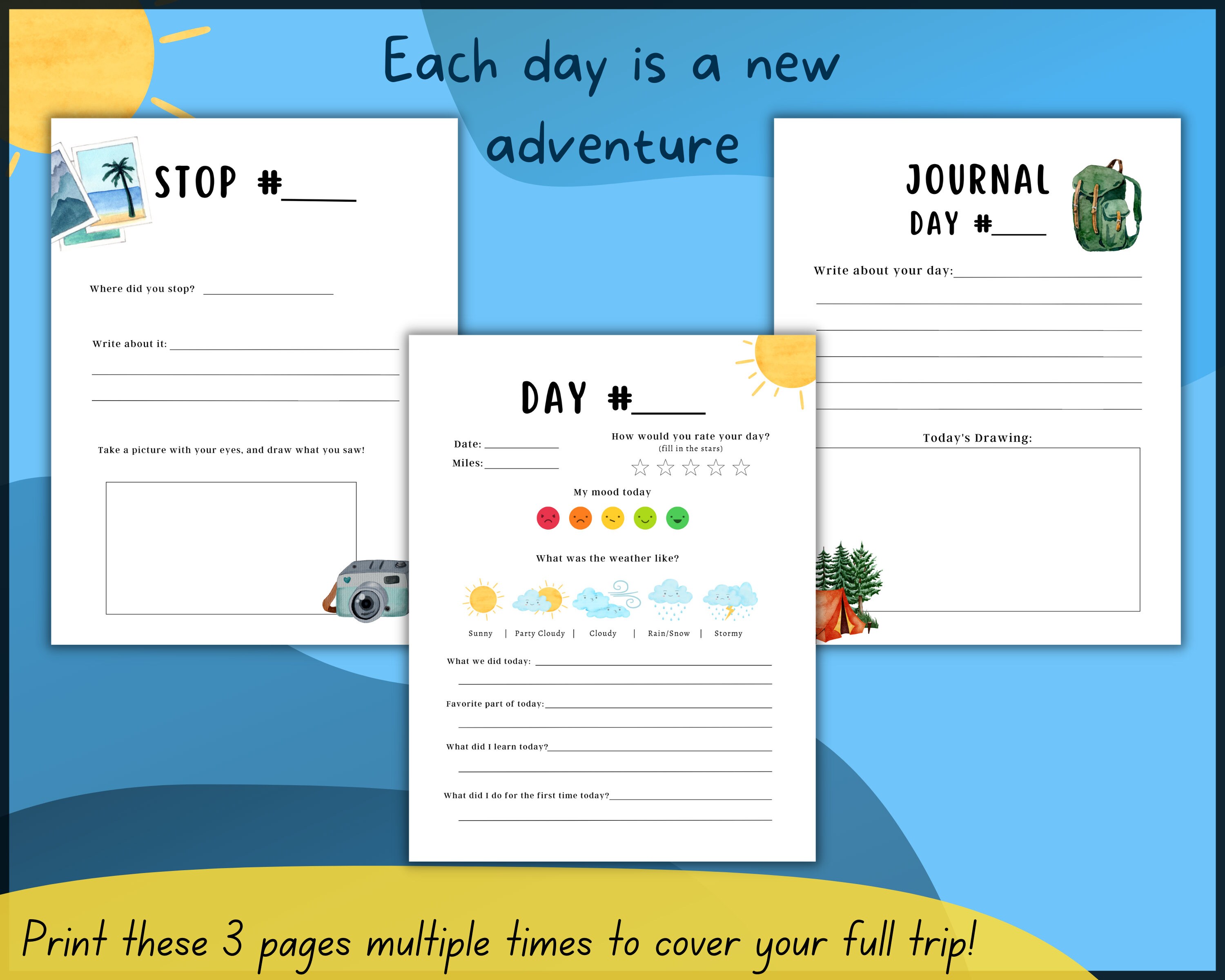 Travel Journal for Kids, Adventure Journal, Family Road Trip Kit, Kids ...