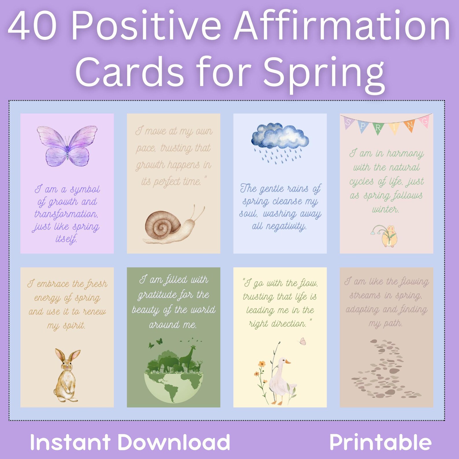 Spring Affirmation Cards Printable Quotes With Watercolor Images ...