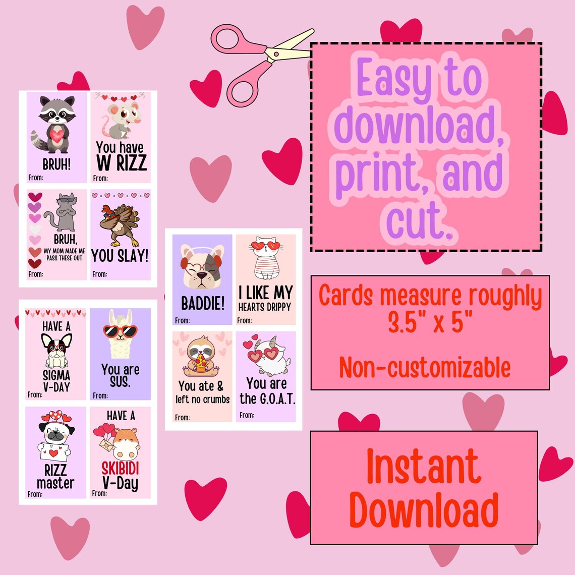 Kids Slang Valentines Gen Alpha Valentines Valentine Cards Funny ...