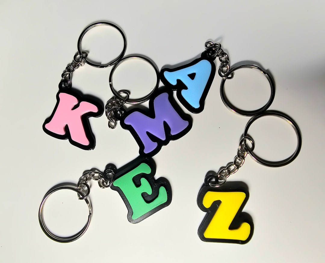 3D Printed Letter Keychain: Personalized Initial Keyring - Etsy