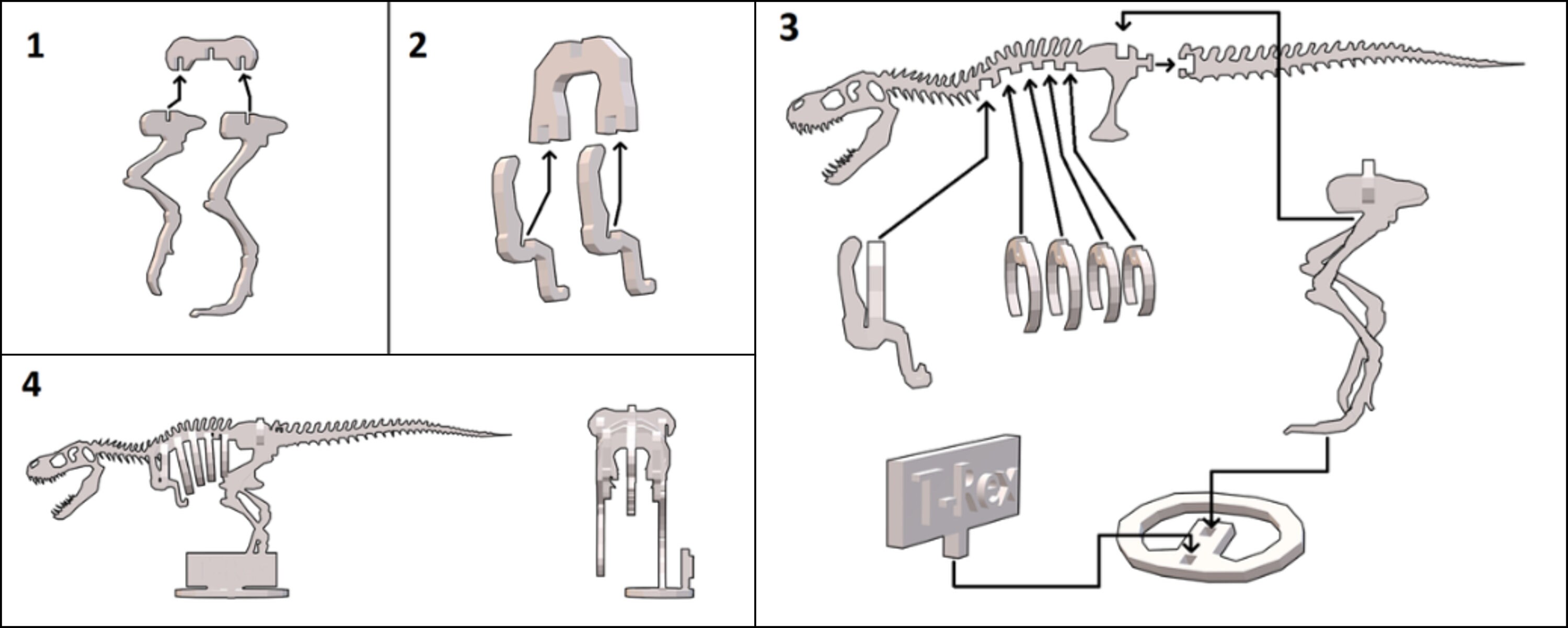 3D Printed T-rex Model Kit Card - Etsy