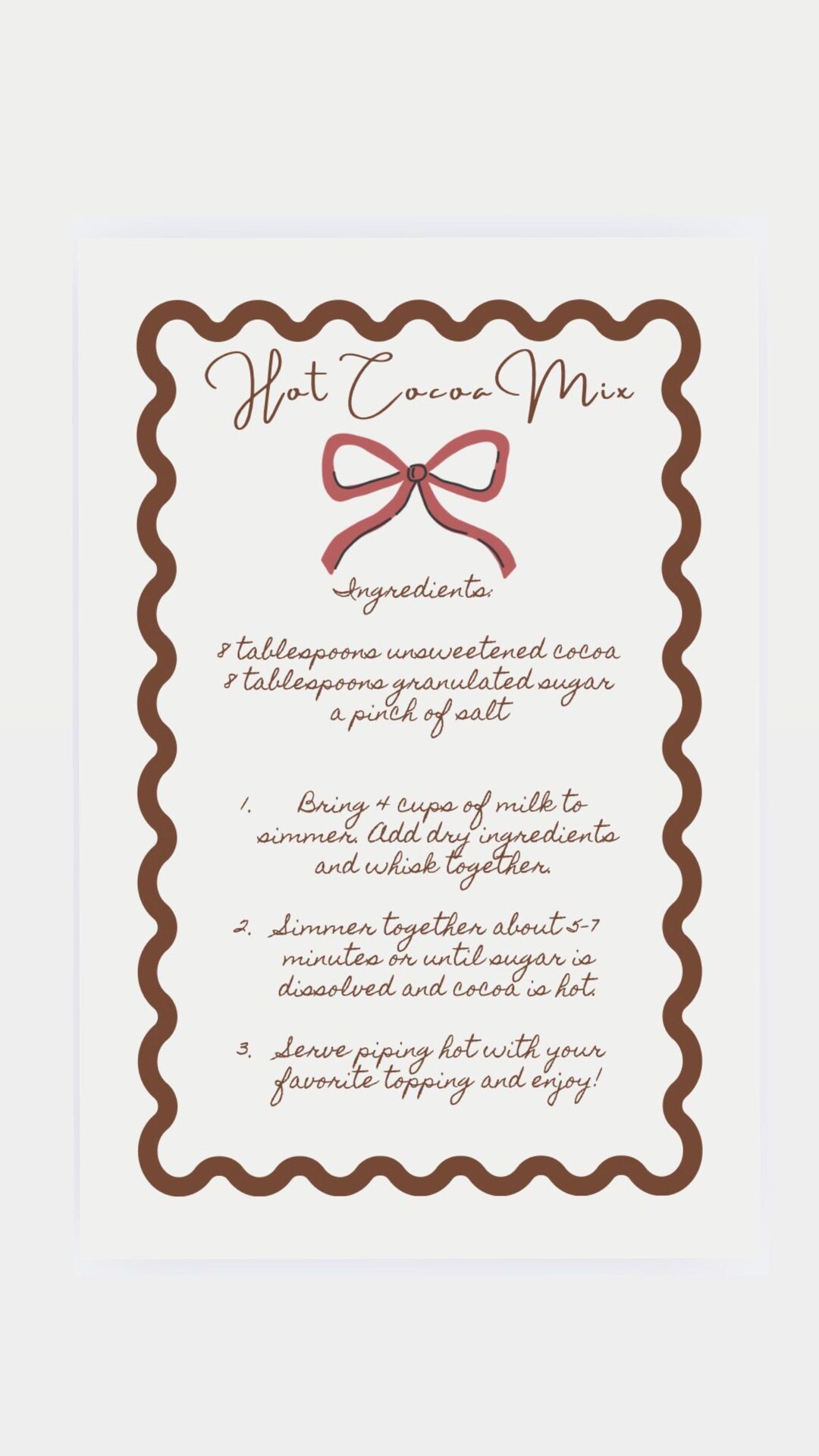 Hot Cocoa Mix Card - Etsy