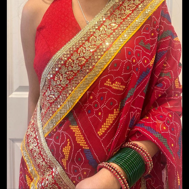 NEW STOCK- Bandhani Pure Indian Cotton & Georgette Rajasthani Print ...