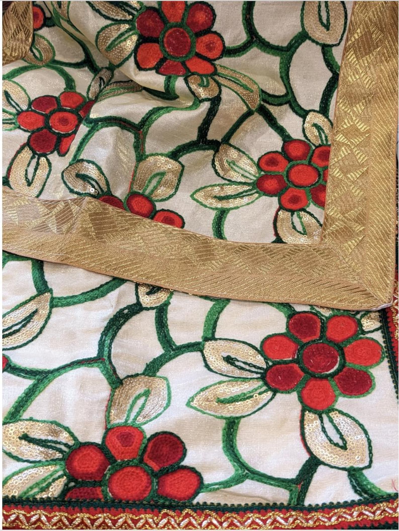 Indian Brocade/silk Altar Cloth With Border, Embroidery, Mats, Ethnic ...