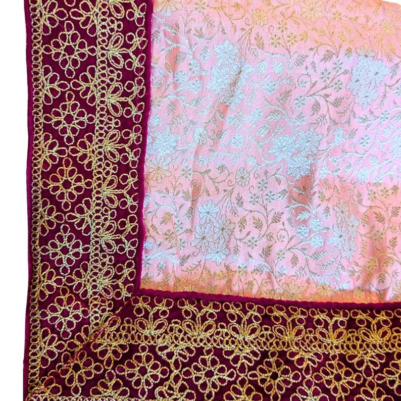Indian Brocade/silk Altar Cloth With Border, Embroidery, Mats, Ethnic ...