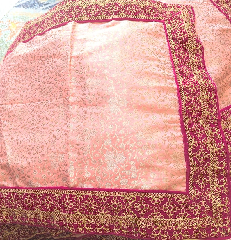 Indian Brocade/silk Altar Cloth With Border, Embroidery, Mats, Ethnic ...