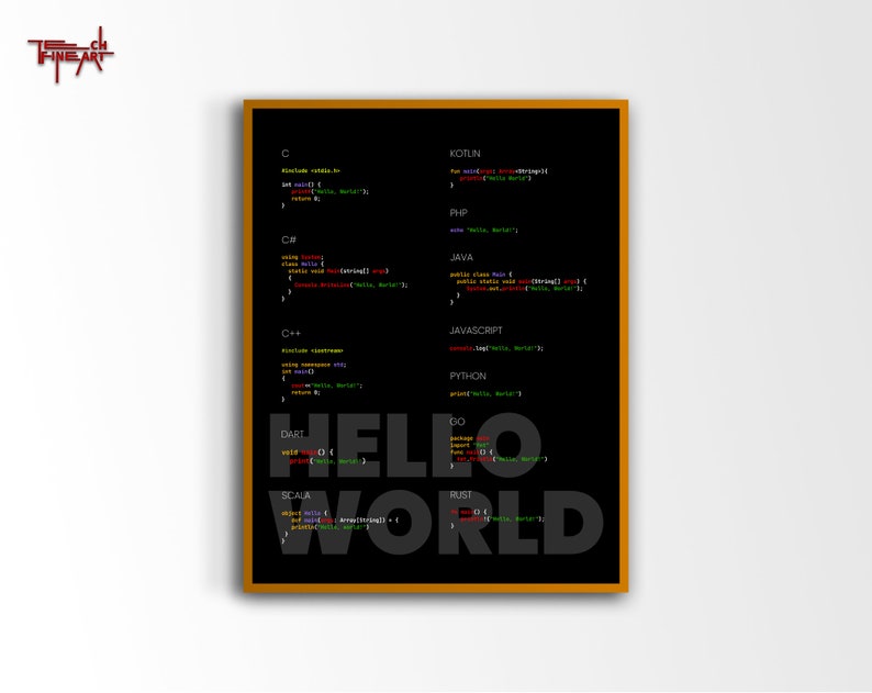 Hello World Program Poster Programming Poster Coding Digital Prints