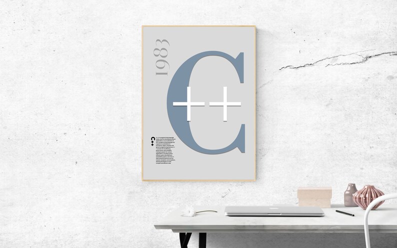 C++ Lang Typography Poster, Minimalist Programming Poster, Coding ...