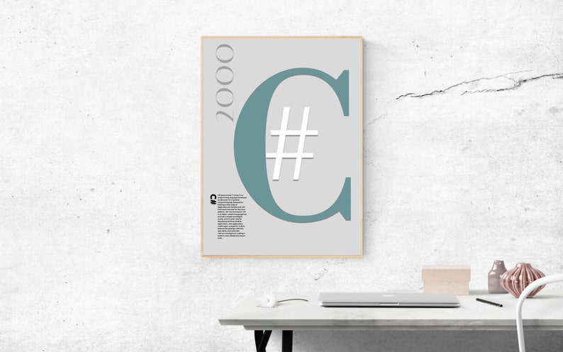 C# (C Sharp) Typography Poster, Minimalist Programming Poster, Coding ...