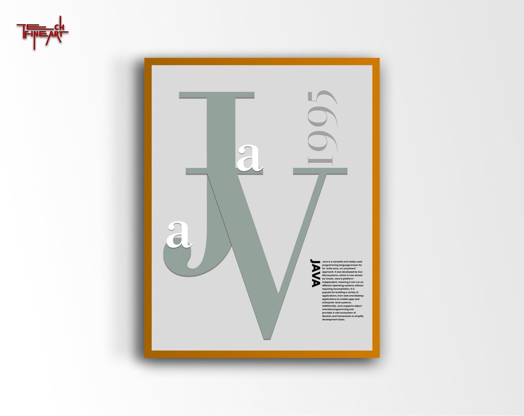 Java Typography Poster, Minimalist Programming Poster, Coding Digital ...