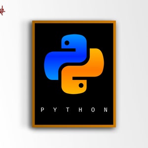 Python Logo Poster, Minimalist Programming Poster, Coding Digital Print ...