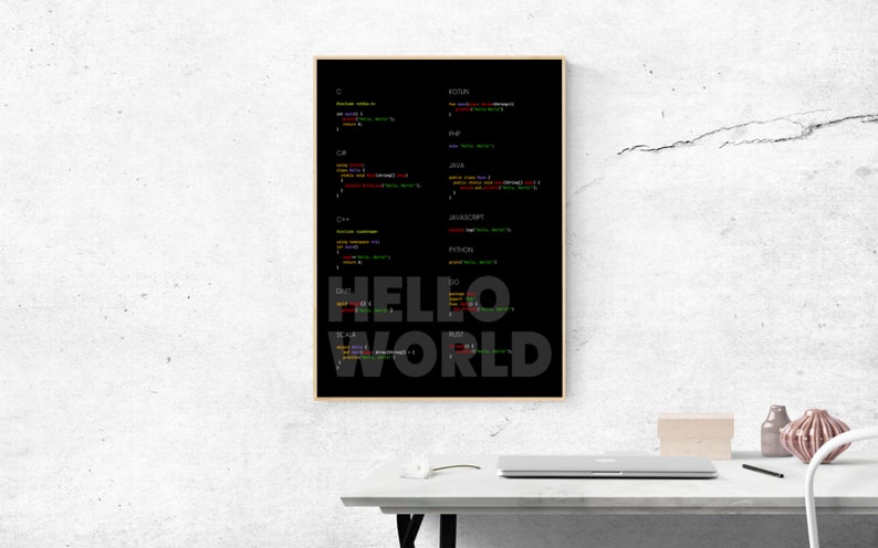 Hello World Program Poster Programming Poster Coding Digital Prints