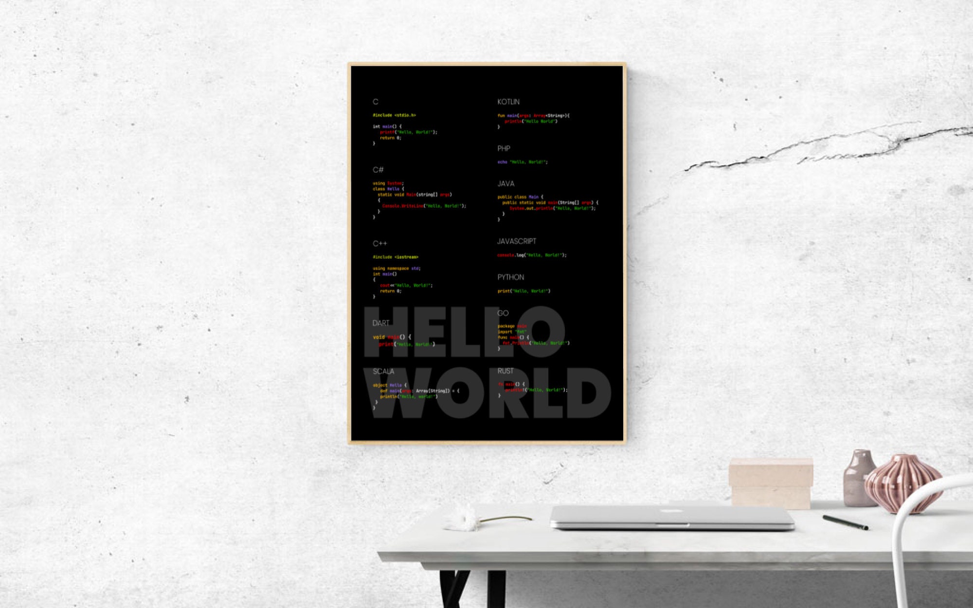 Hello World Program Poster, Programming Poster, Coding Digital Prints ...