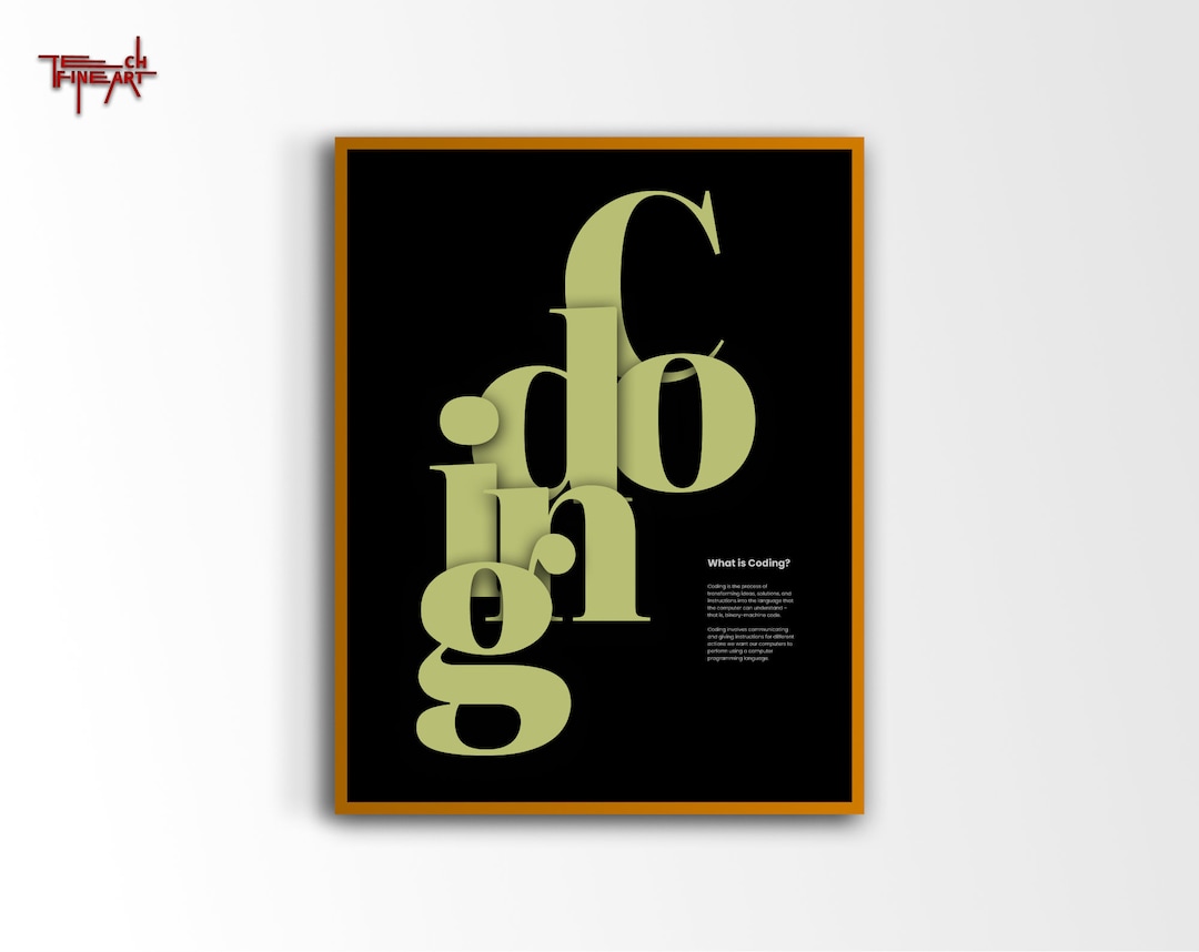 Coding Typography Poster, Minimalist Programming Poster, Coding Digital ...