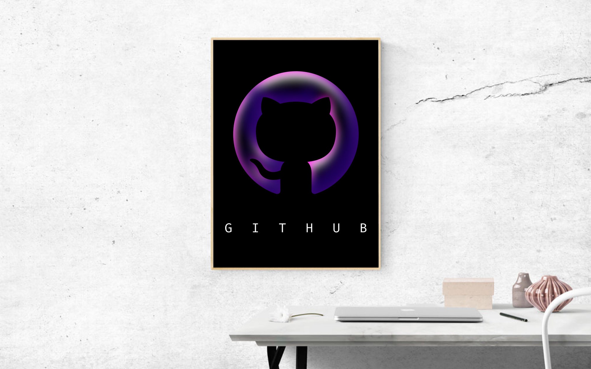 Github Logo Poster, Minimalist Programming Poster, Coding Digital Print ...