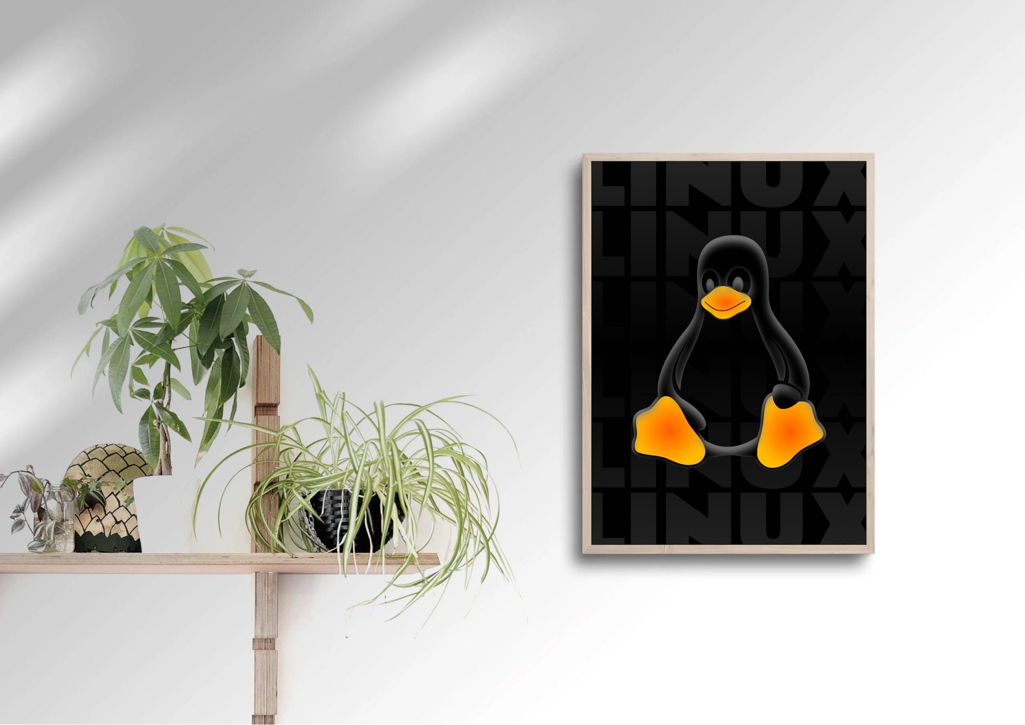 Linux Logo Poster, Minimalist Programming Poster, Coding Digital Print ...