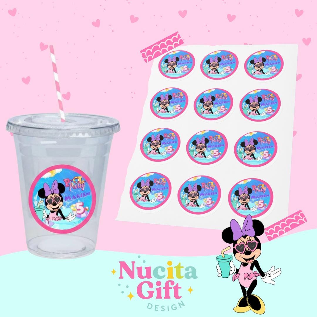 Minnie Mouse Themed Party Stickers / Personalized Birthday Mug Stickers ...