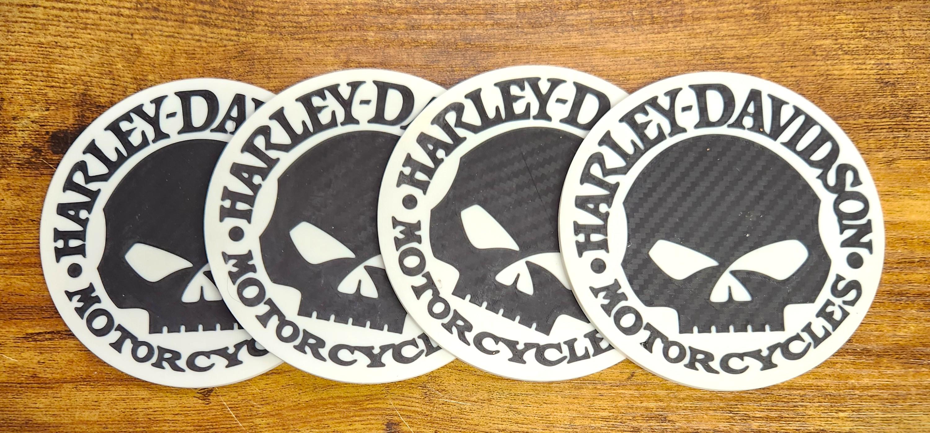 3D Printed Harley Davidson Skull Coaster Set - Perfect Gift for Biker ...