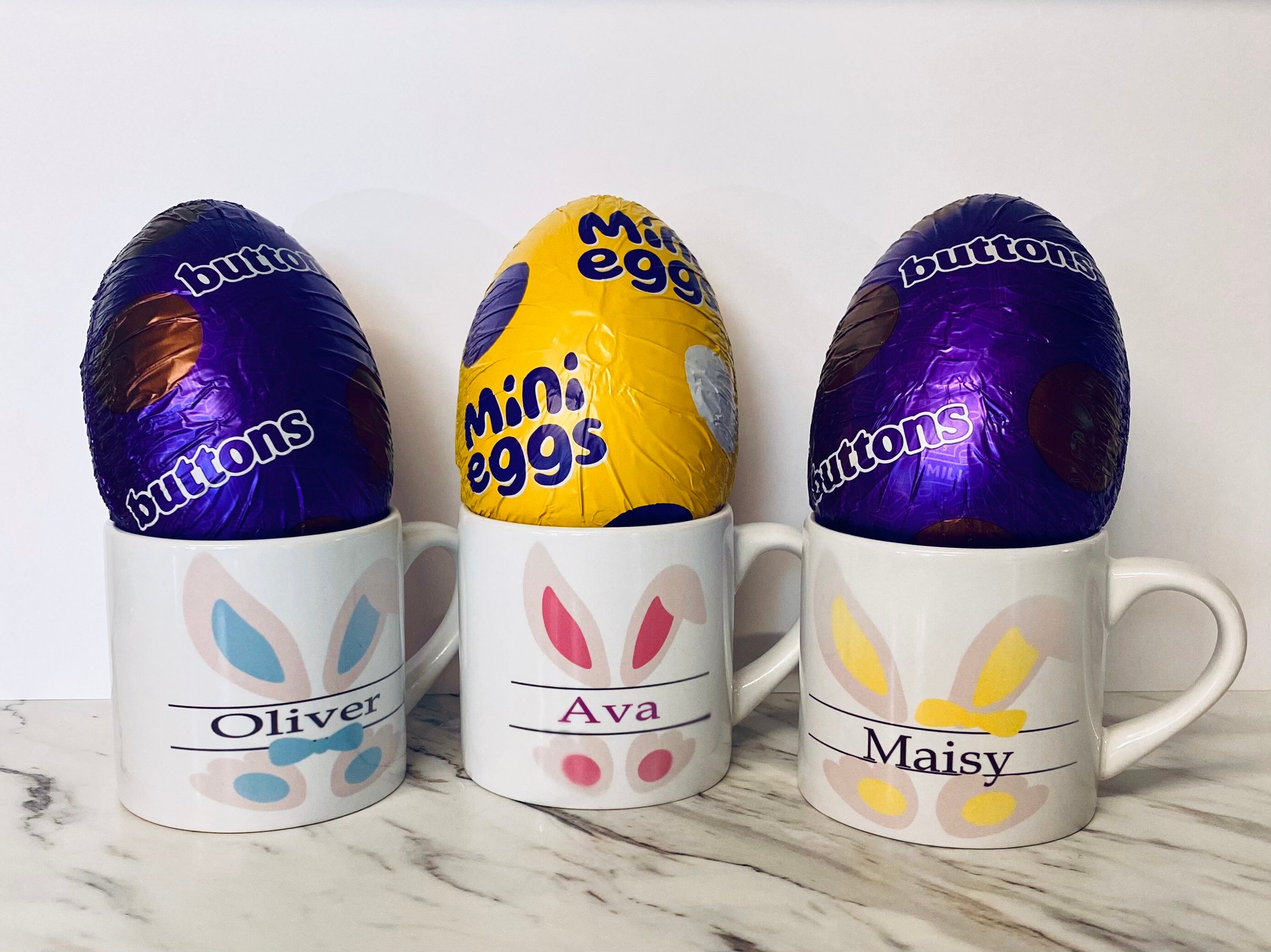 Childrens Easter Mugs With a Bunny on Each Side, a Cadbury Chocolate ...