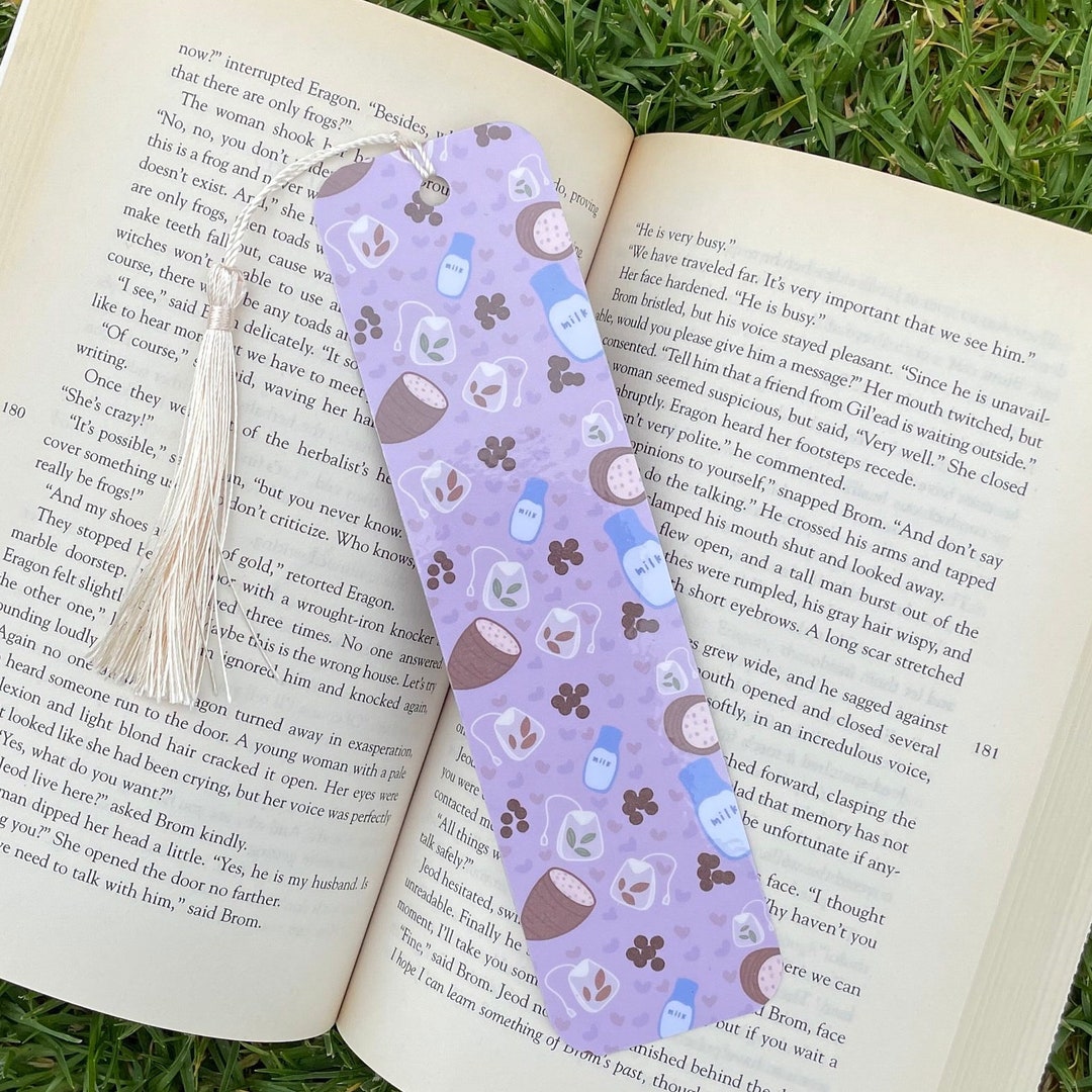 Taro Milk Tea With Boba Drink Hand-drawn Laminated Bookmark Handmade ...