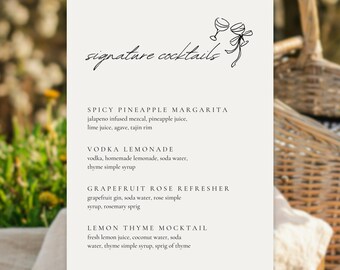 Classic Bar Menu Template, Cocktail Menu, Printable Drinks Menu ...