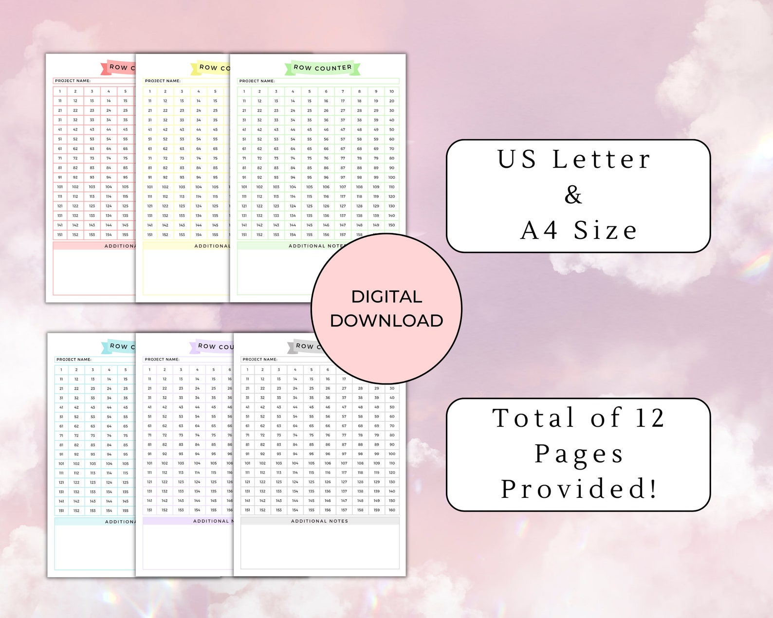 Printable Crochet & Knitting Row Counter PDF, Fillable Row Counter ...