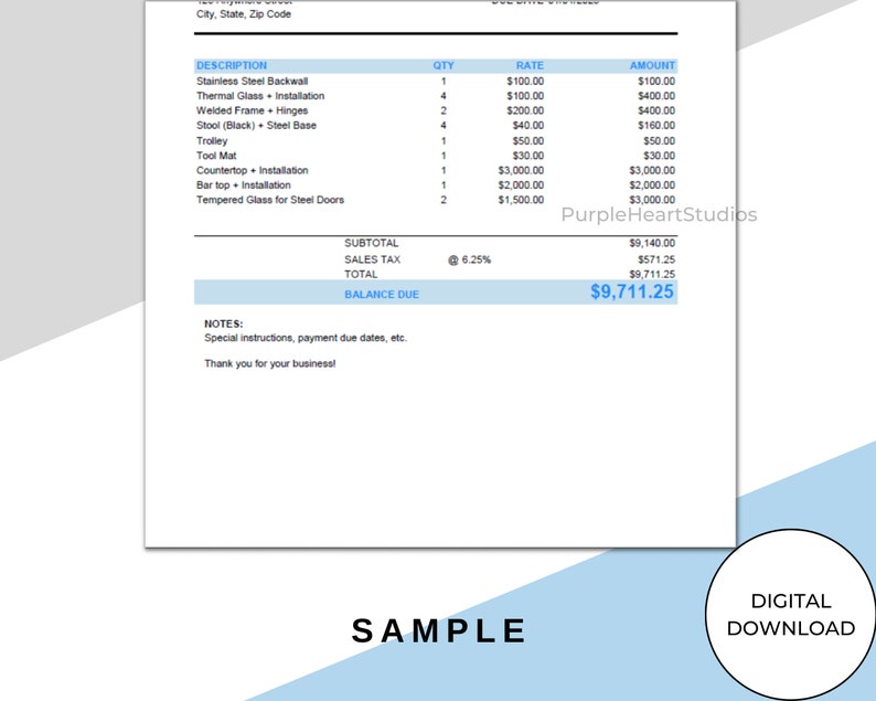 Professional Invoice Template, Editable Pdf/word/google Docs/google ...