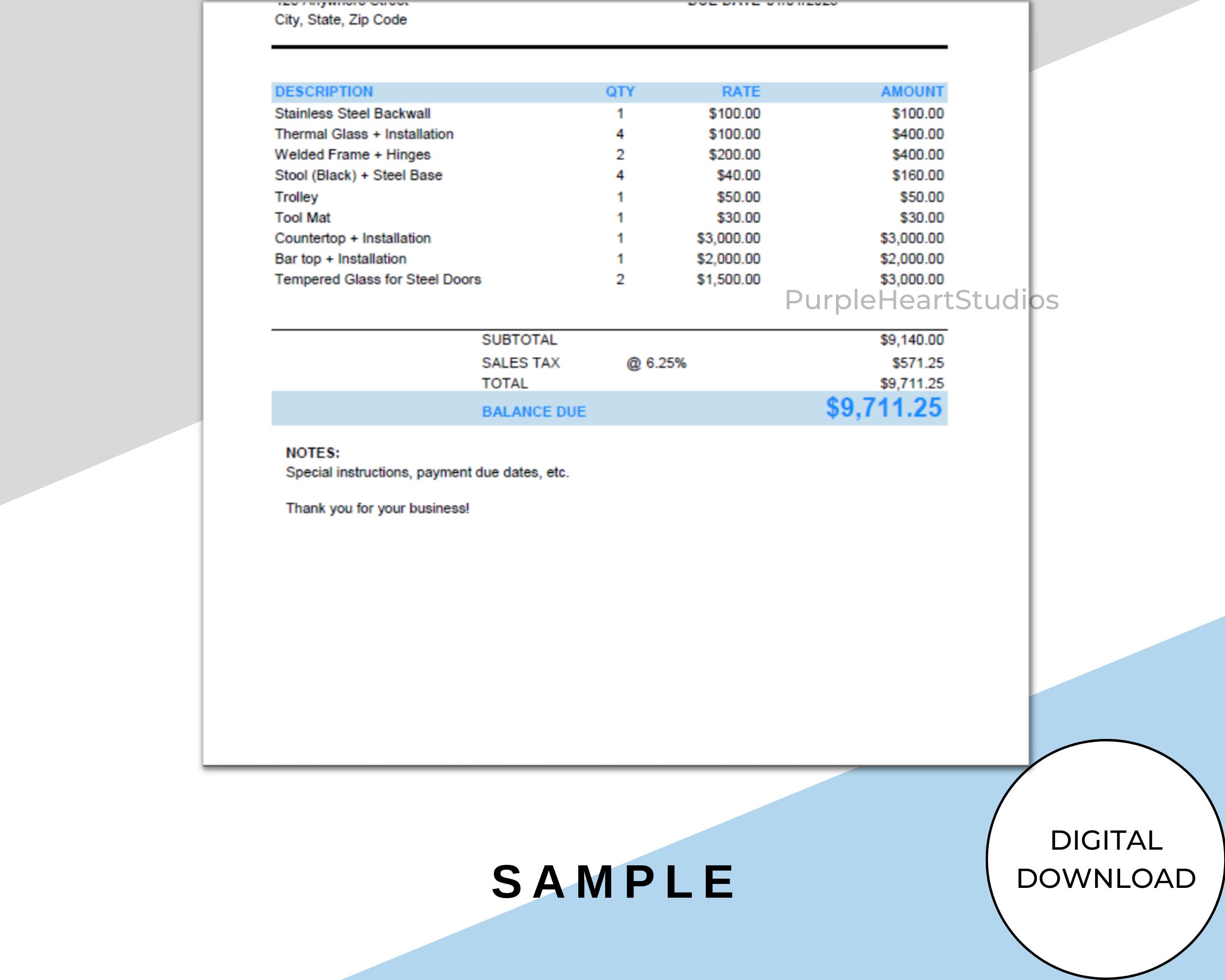 Professional Invoice Template, Editable Pdf/word/google Docs/google ...