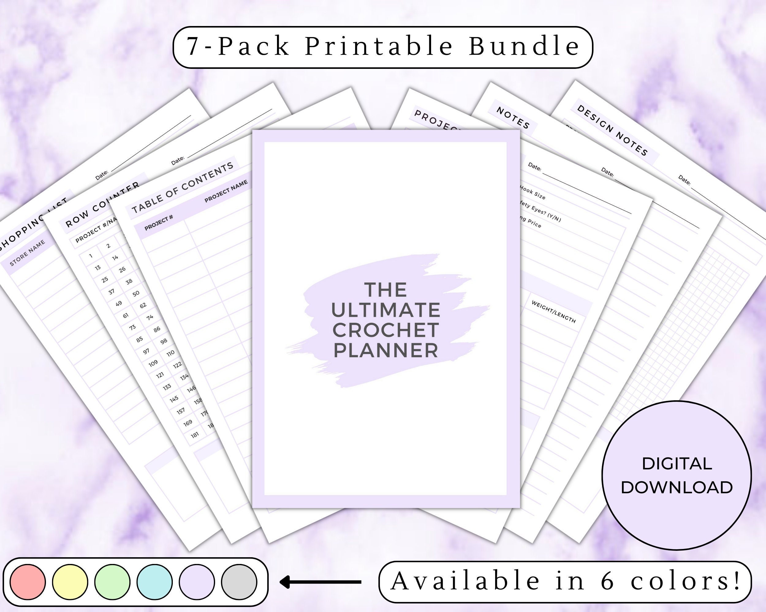 Printable Crochet Planner, Crochet Journal for Business PDF, Fillable ...