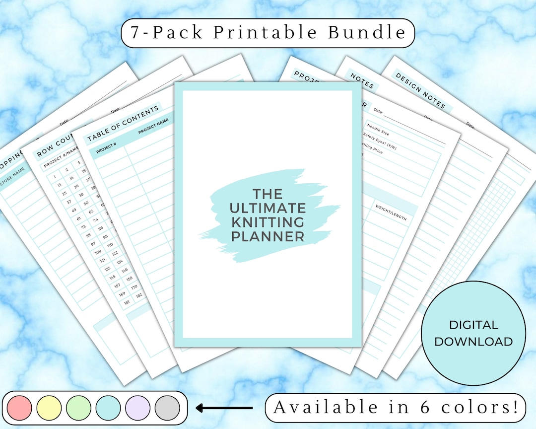 Printable Knitting Planner, Knitting Journal for Business PDF, Fillable ...