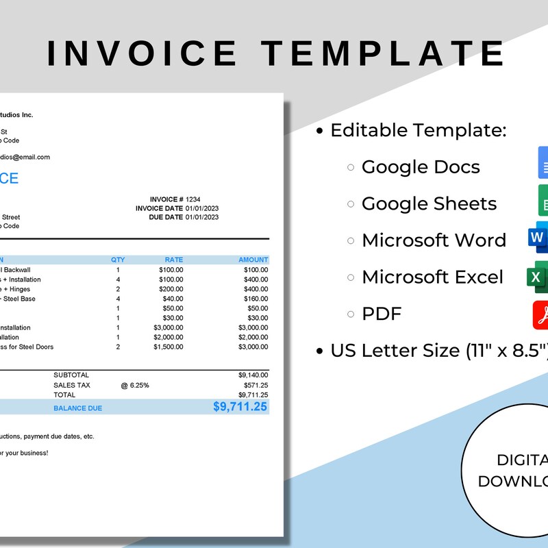 Invoice Template Google Doc - Etsy