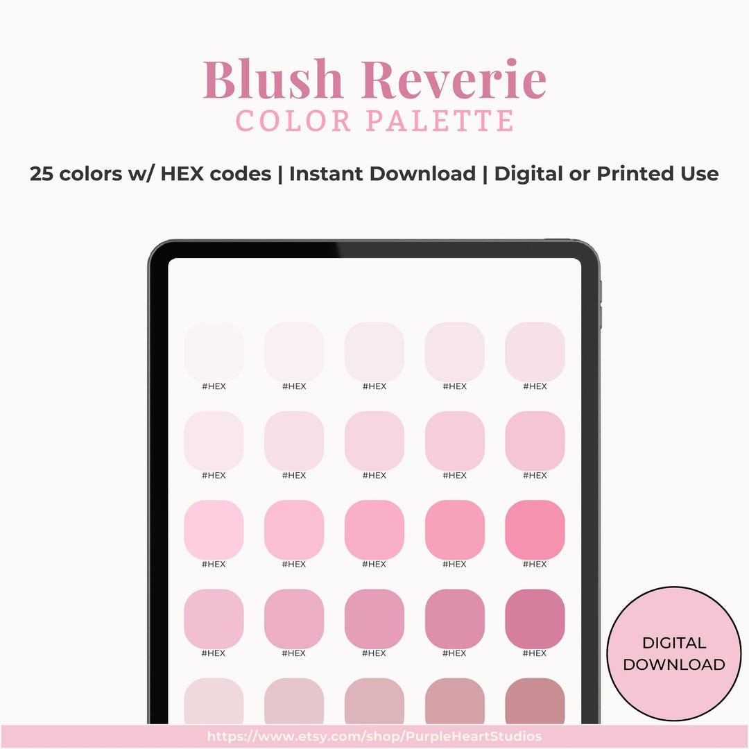 Blush Reverie | Color Palette | 25 HEX Codes Color Swatches | Digital ...