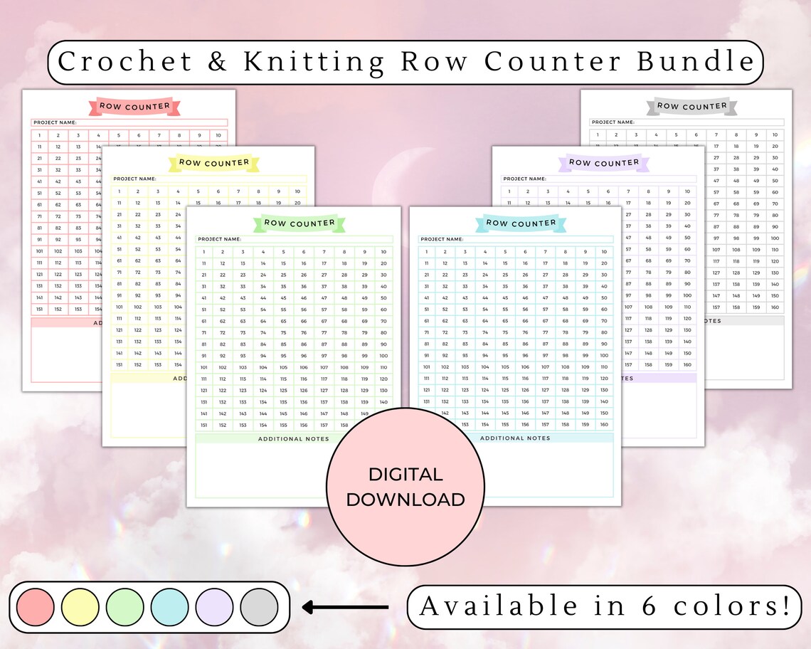 Printable Crochet & Knitting Row Counter PDF, Fillable Row Counter ...