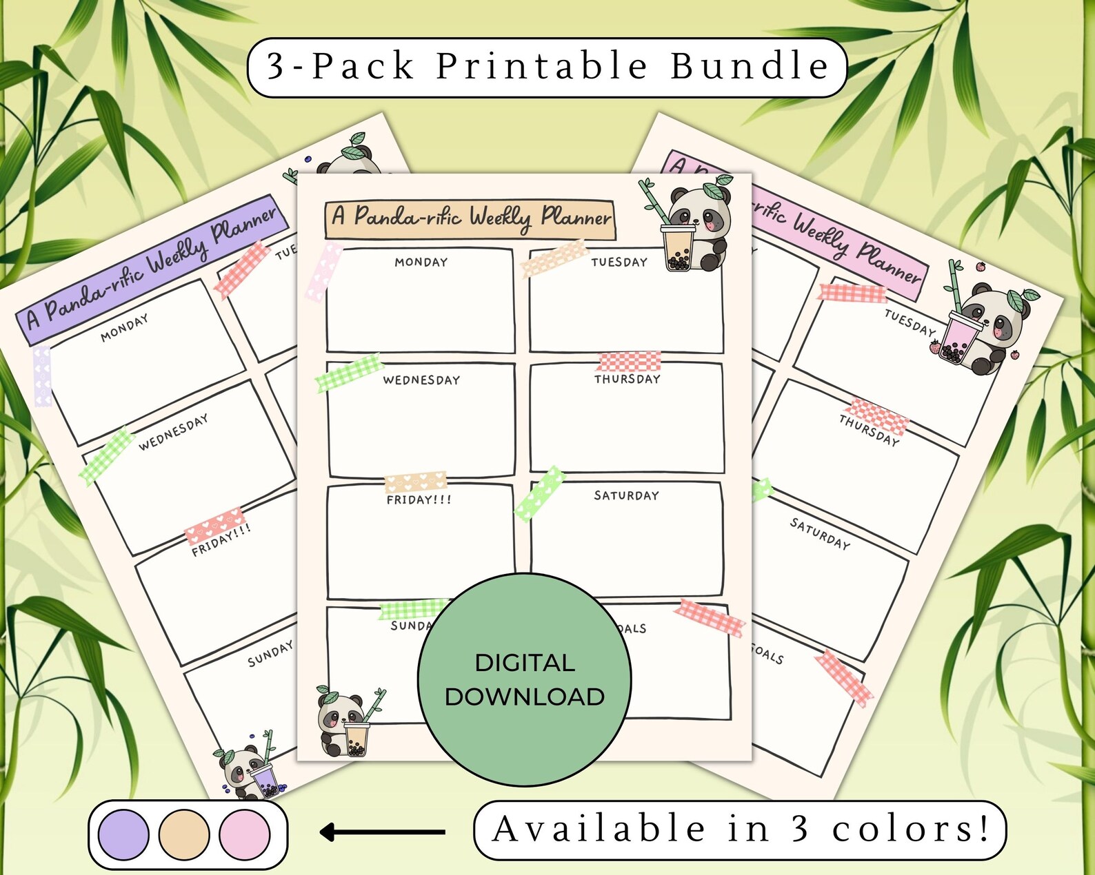 Printable Weekly Planner PDF Digital Download | Fillable Cute Kawaii ...
