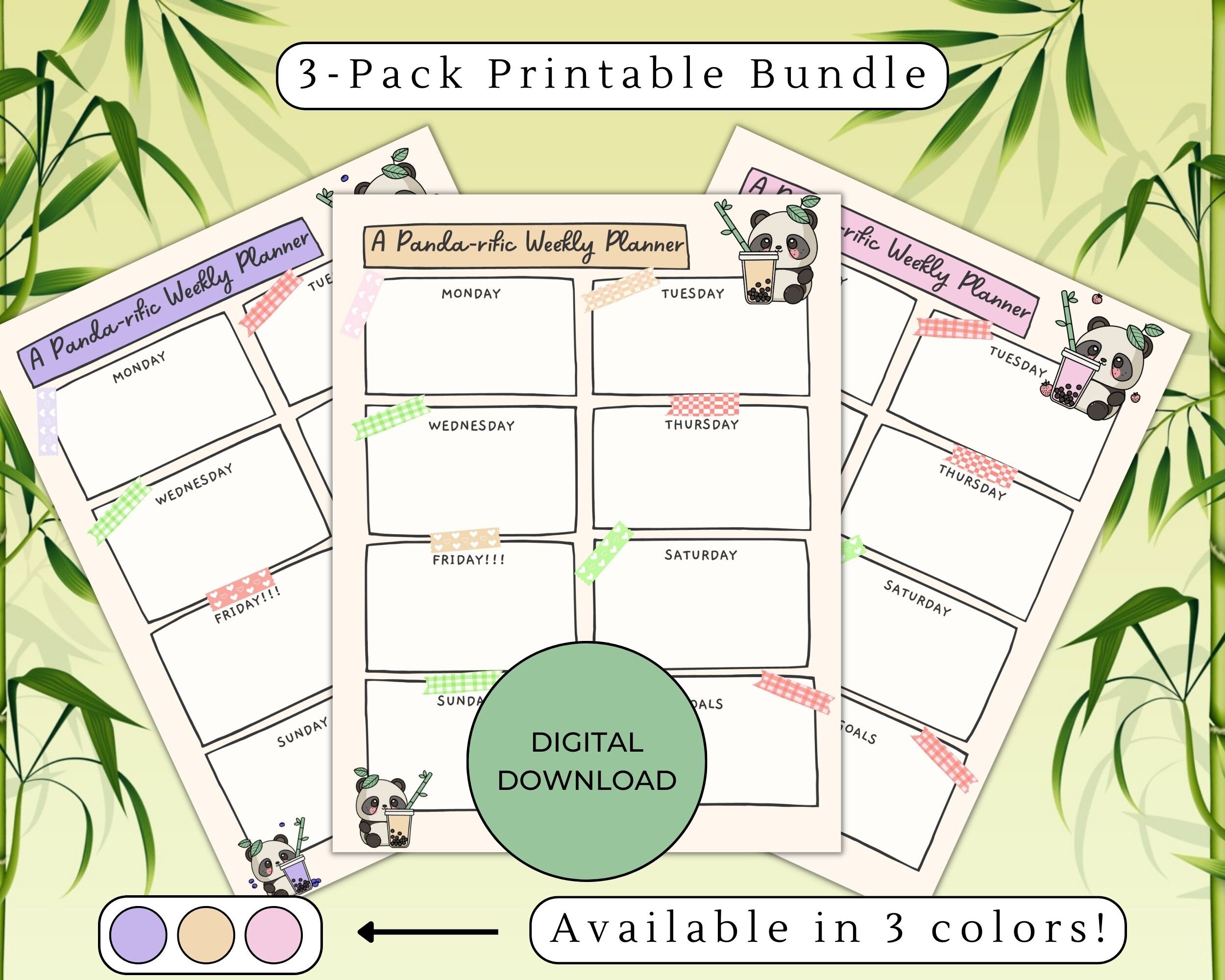 Printable Weekly Planner PDF Digital Download | Fillable Cute Kawaii ...